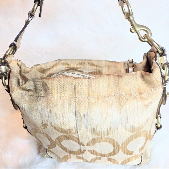 Coach | Bags | Coach Carly Optic Signature Hobo Bag In Gold Metallic ...